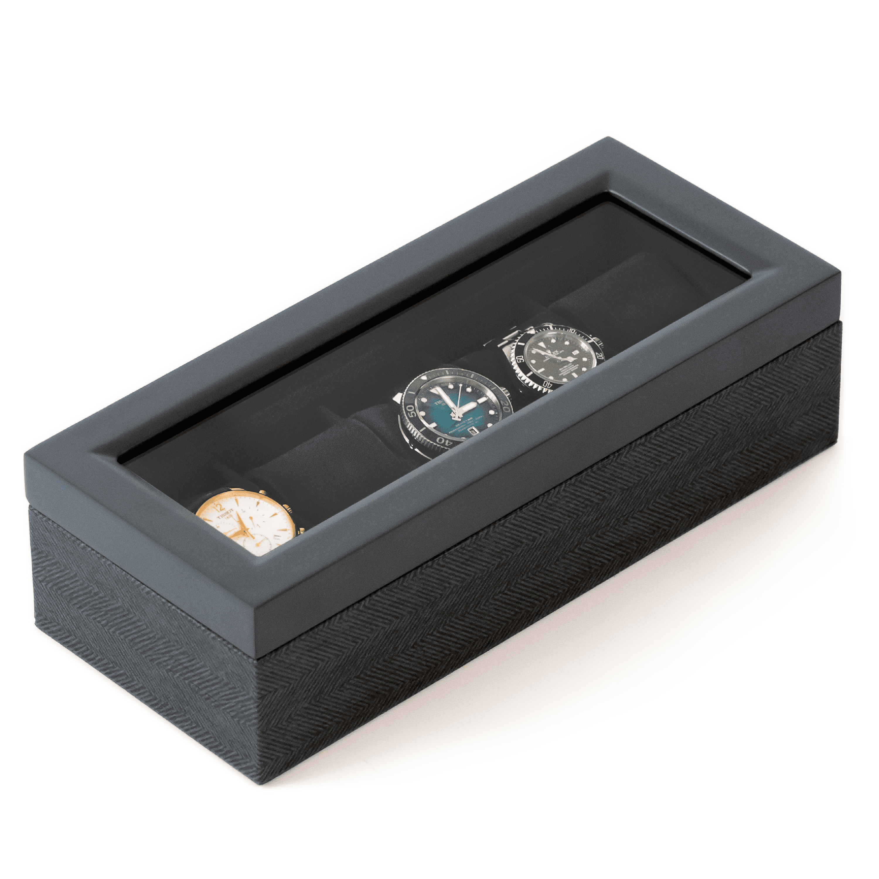 Herringbone Two-Toned Watch Box - 5 Slot – Cincinnati Watch Company